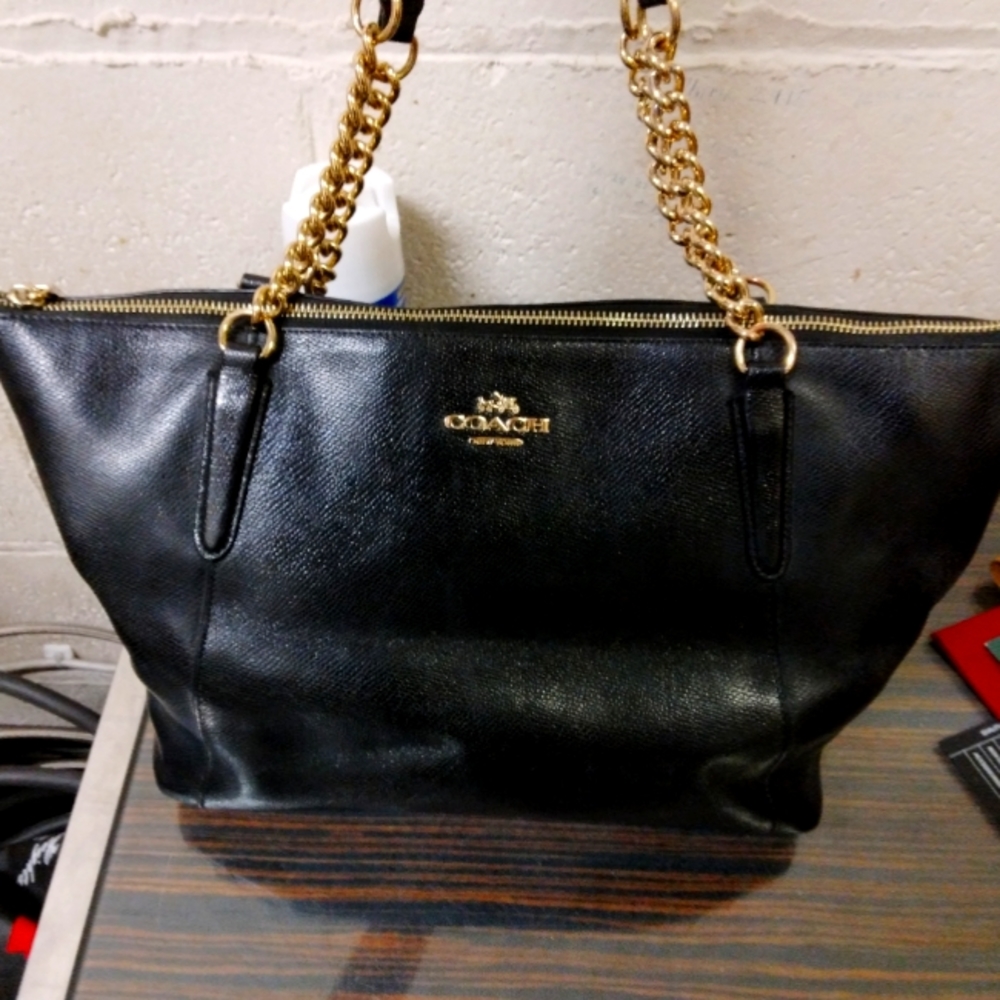 Coach Ava Gold Chain Pebble Leather Shoulder Bag, - Gem